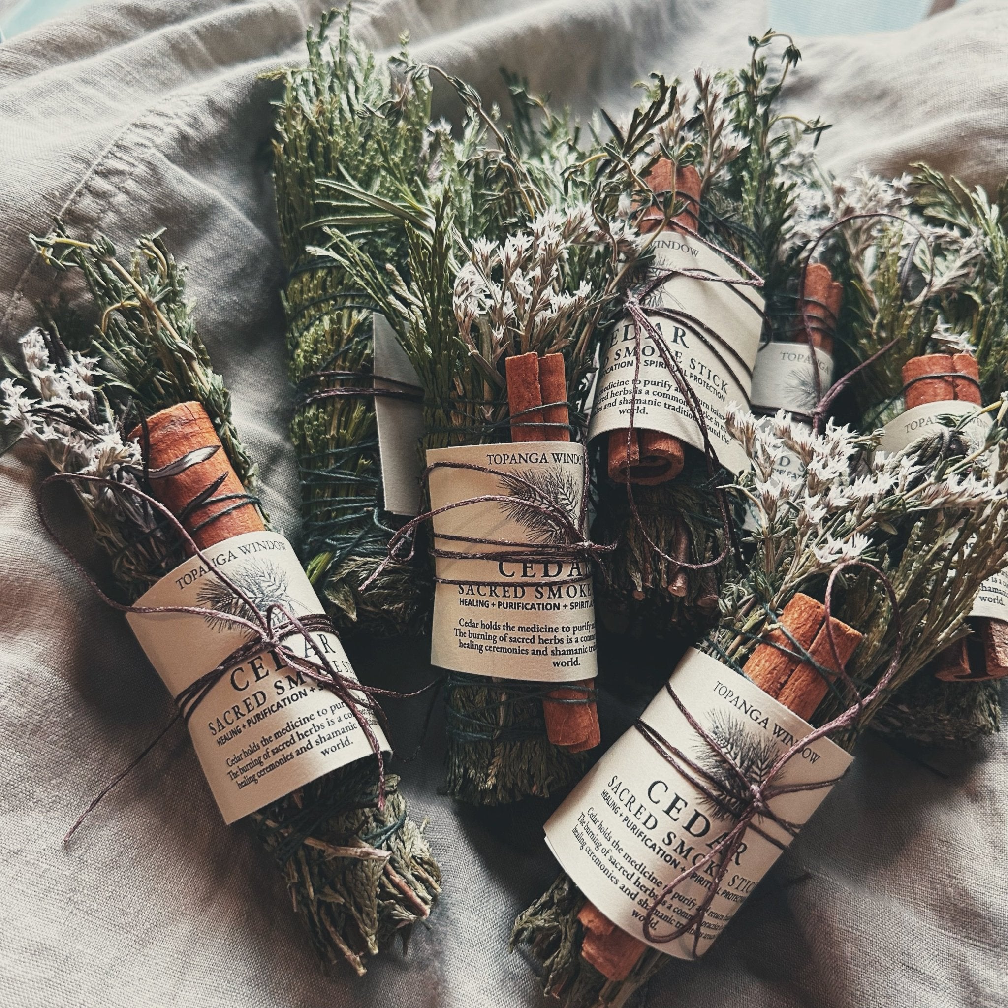 CEDAR SMOKE CLEANSING STICK + Rosemary, Thyme + Cinnamon – Topanga Window
